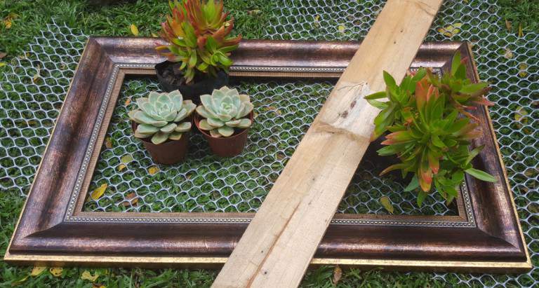 Re-purpose a Plastic Frame to Make a Vertical Garden - A Crafty Mix