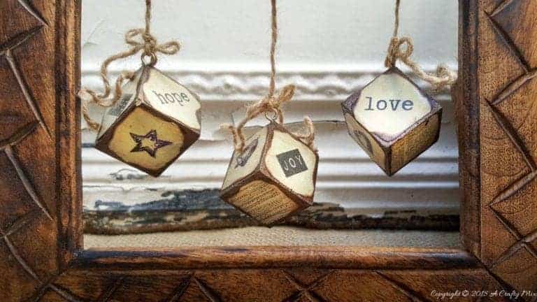 DIY Rustic Square Ornaments and Free Printables - A Crafty Mix