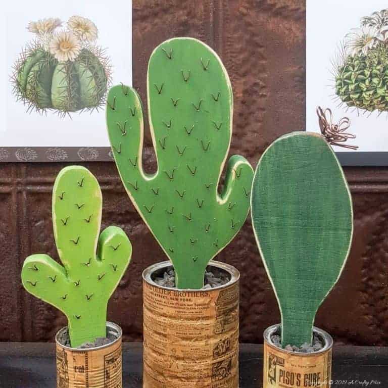 Easy DIY Wooden Cacti - A Crafty Mix