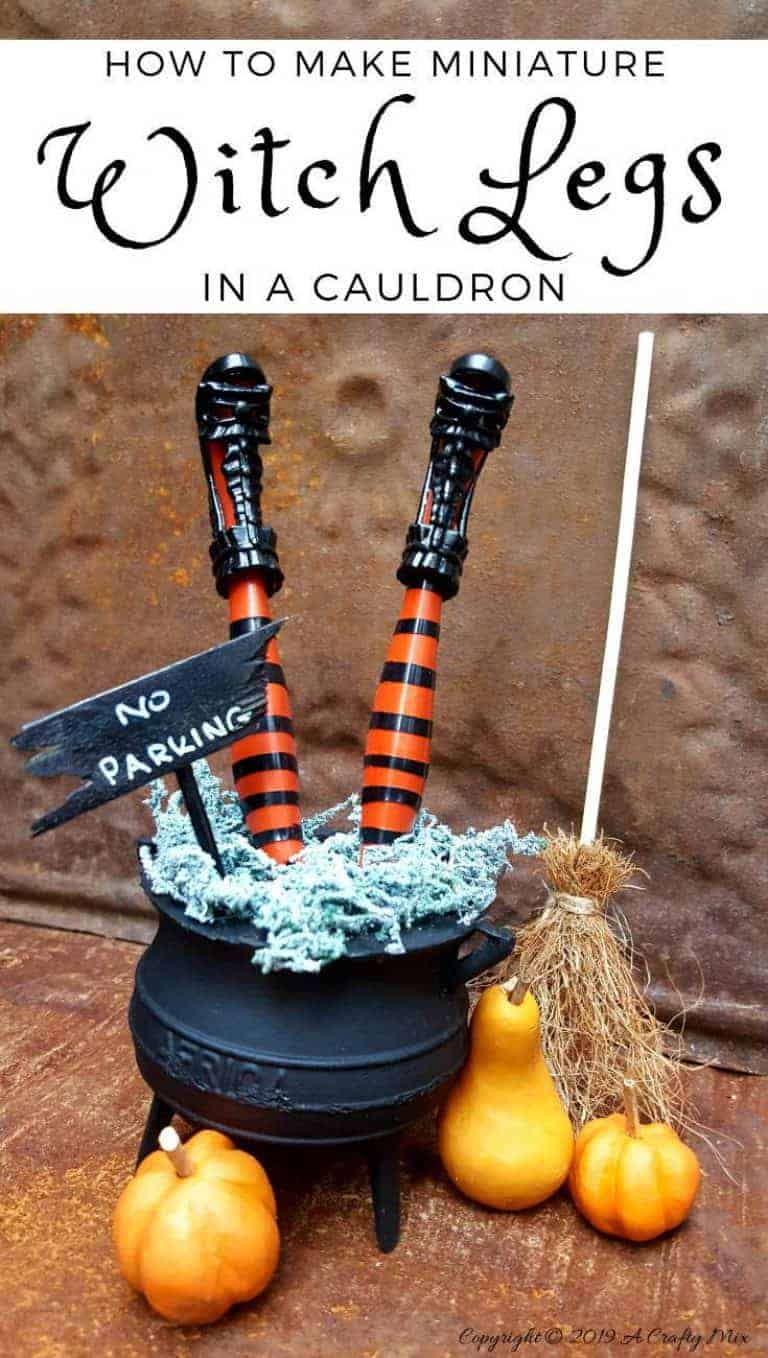 Wickedly Wonderful Miniature Witch Legs in a Cauldron - A Crafty Mix