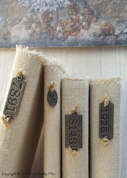 DIY Stylish Linen Book Covers With Metal Tags - A Crafty Mix