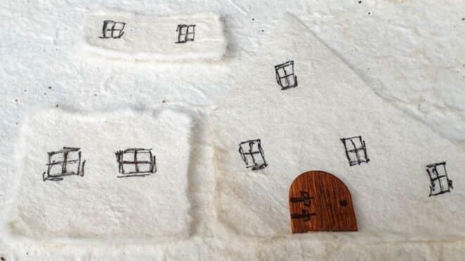 Scrap Paper House with a Miniature Thatch Roof - A Crafty Mix