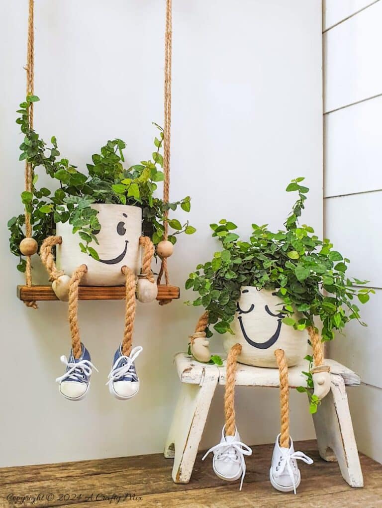 Adorable DIY Pot Head Planters with Sneakers - A Crafty Mix