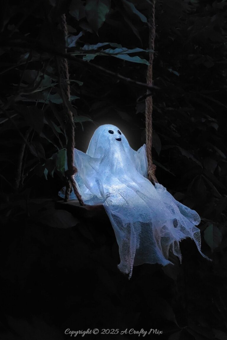 Adorable DIY Ghost on a Swing – Kid-Friendly Halloween Craft - A Crafty Mix