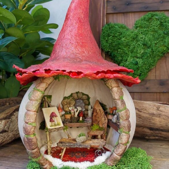 Scrap Paper House with a Miniature Thatch Roof - A Crafty Mix